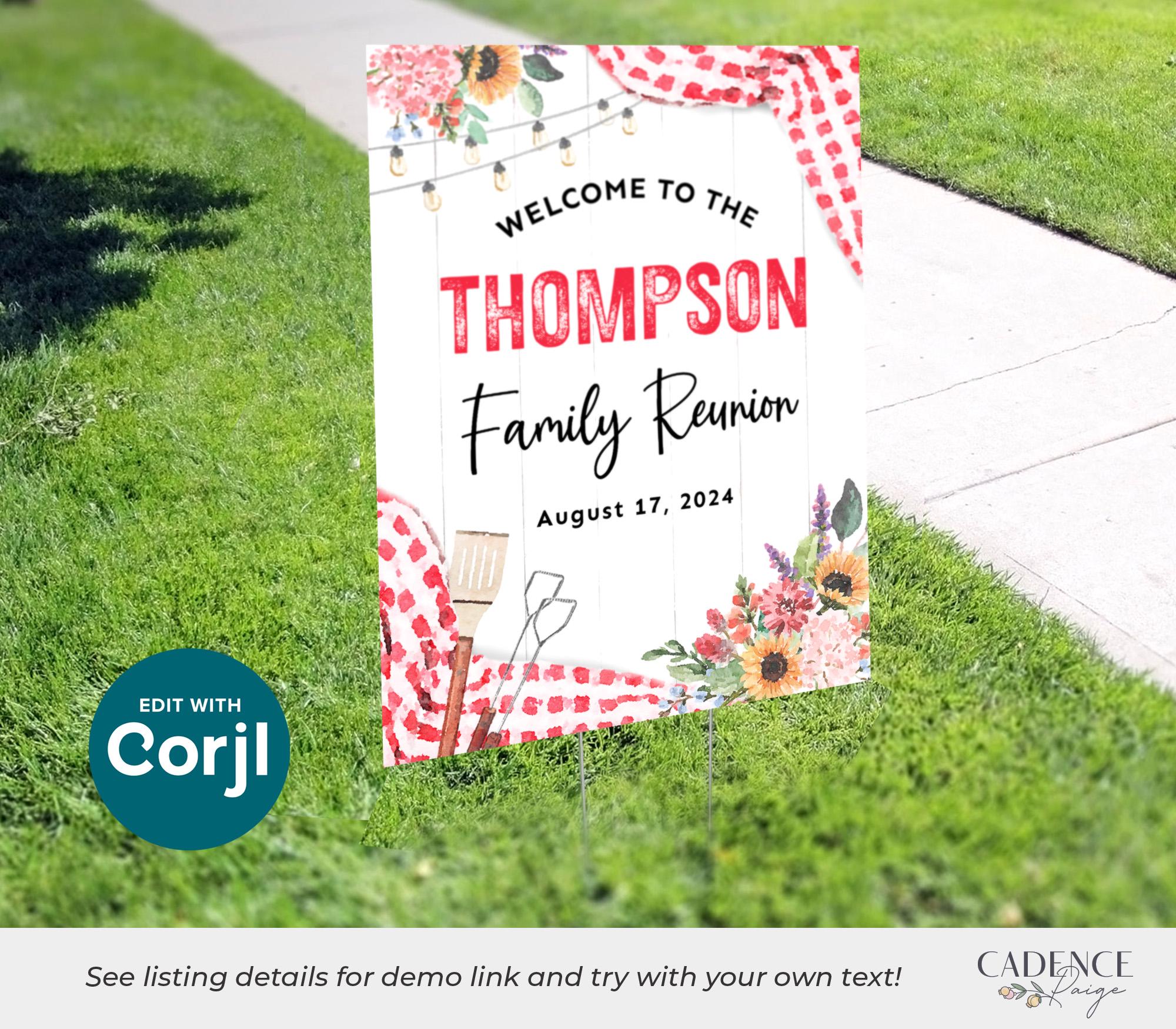 Family Reunion Sign Family Reunion Welcome Sign Family Picnic Sign ...