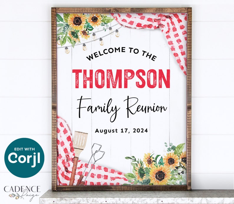 Family Reunion Welcome Sign Family Reunion BBQ Sign Family Picnic Sign ...