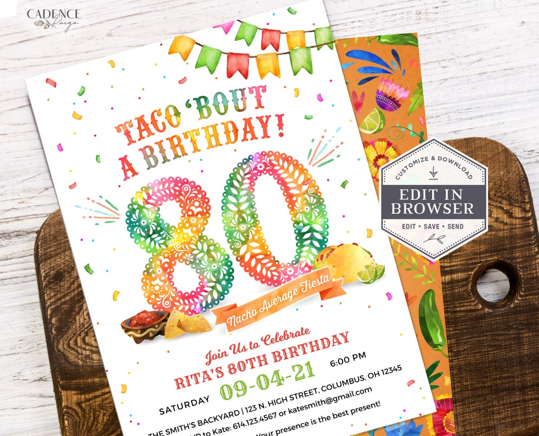 80th Birthday Party Invitation, Eighty, 80th Surprise Party Invitation ...