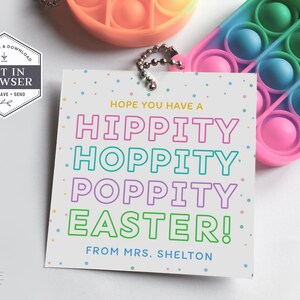 Easter Pop It Tags, Printable Easter Tags for Kids, Easter Gift Tags ...