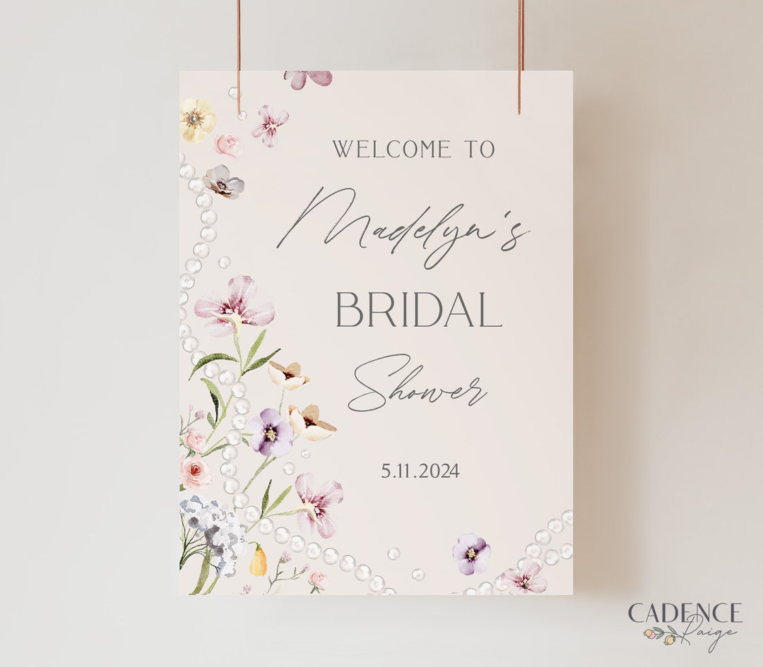 Pearls and Petals Bridal Shower Welcome Sign, Petals and Pearls ...