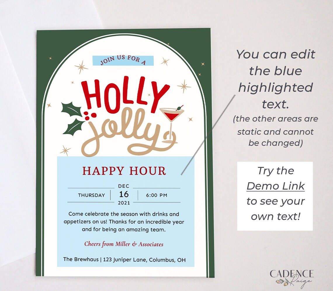 Holiday Happy Hour Invitation Team Happy Hour Invite Office - Etsy