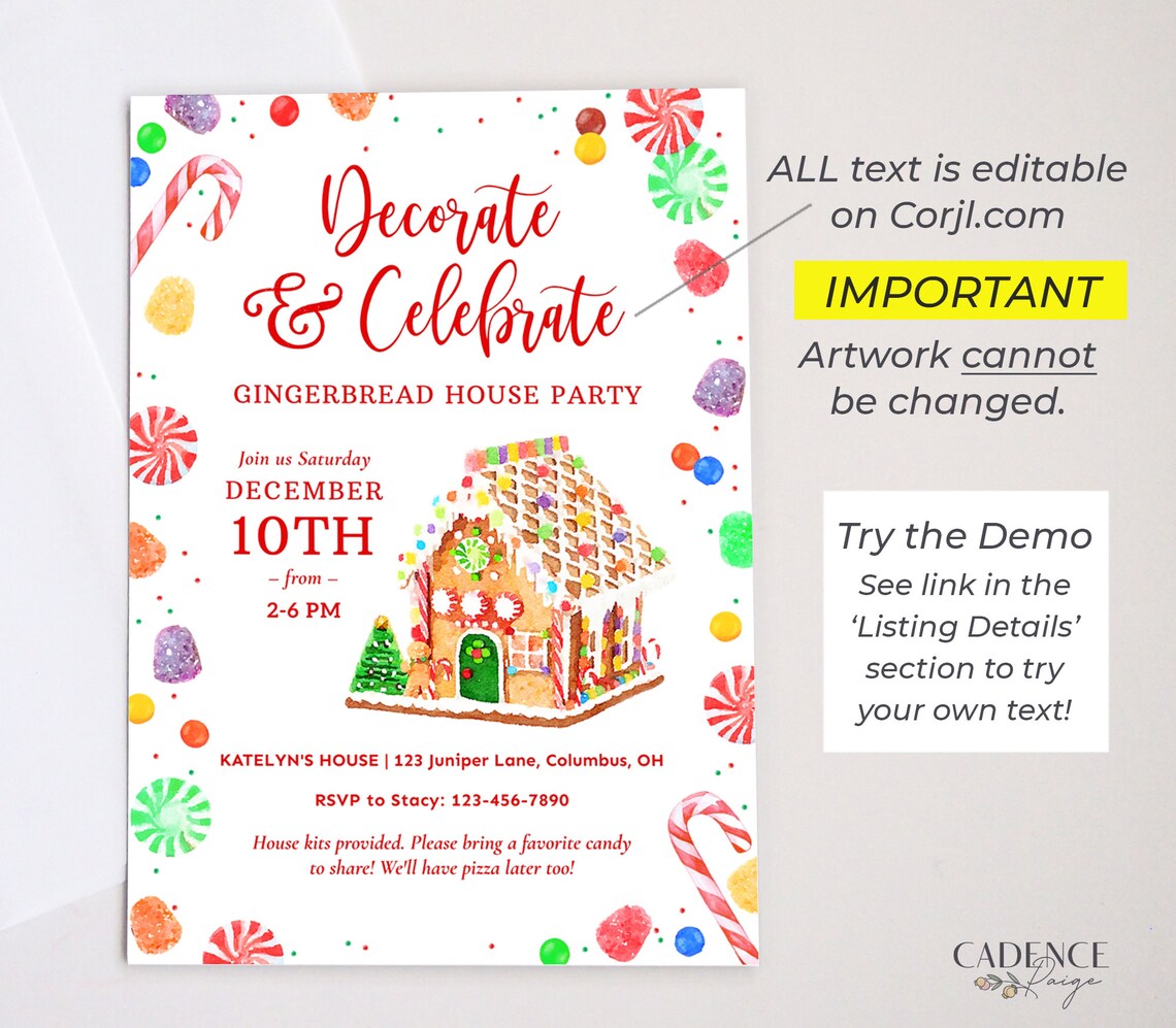 Gingerbread House Party Invitation Fun Holiday Party - Etsy