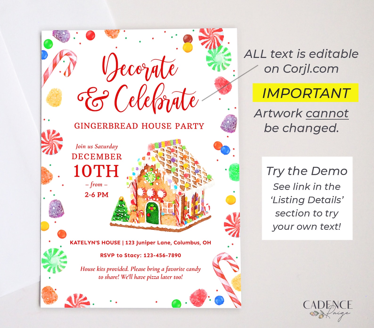 Gingerbread House Party Invitation Fun Holiday Party - Etsy