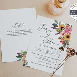 Farm to Table Dinner Party Invitation, Farm Dinner Party Invitation ...