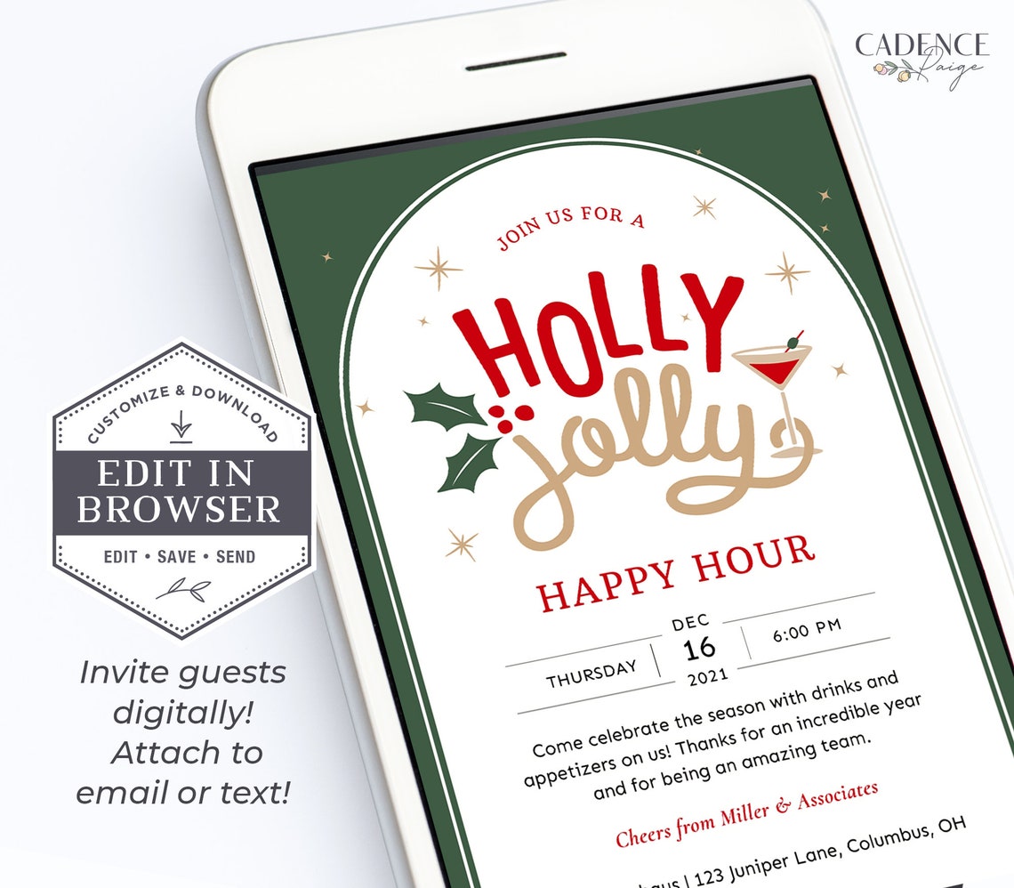 Holiday Happy Hour Invitation Team Happy Hour Invite Office - Etsy