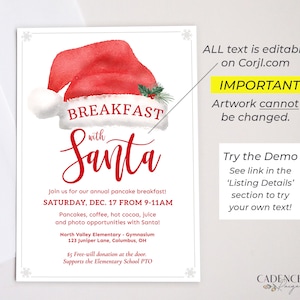 Breakfast With Santa Invitation, Santa Breakfast Flyer, Fundraiser ...