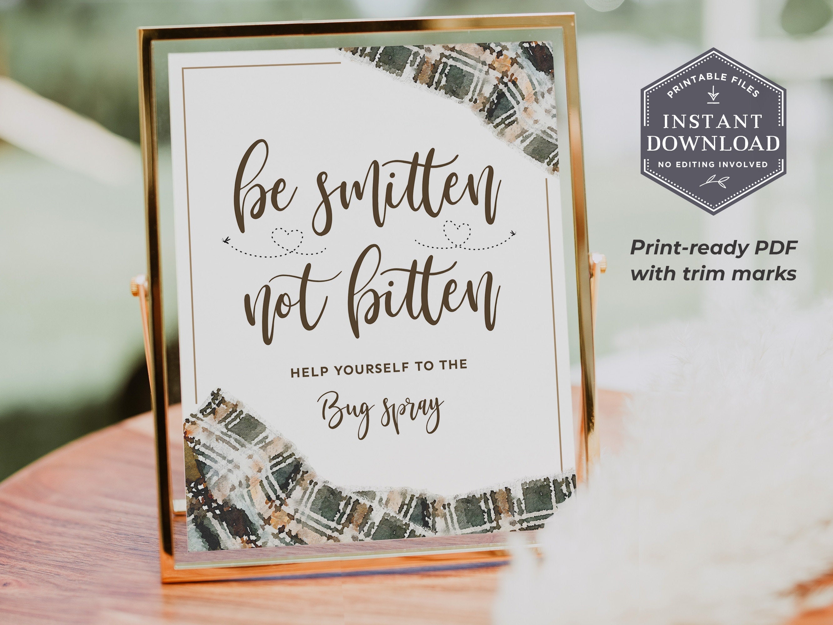8 X 10 Bug Spray Sign, Printable Bug Spray Sign, Smitten Not Bitten ...