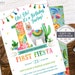 Llama First Birthday, 1st Fiesta Invite, Llama Fun Invite, 1st Birthday ...
