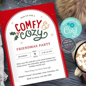 Comfy and Cozy Christmas Party Invitation, Holiday Pajama Party ...