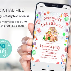 Gingerbread House Decorating Party Invitation, Fun Holiday Party ...