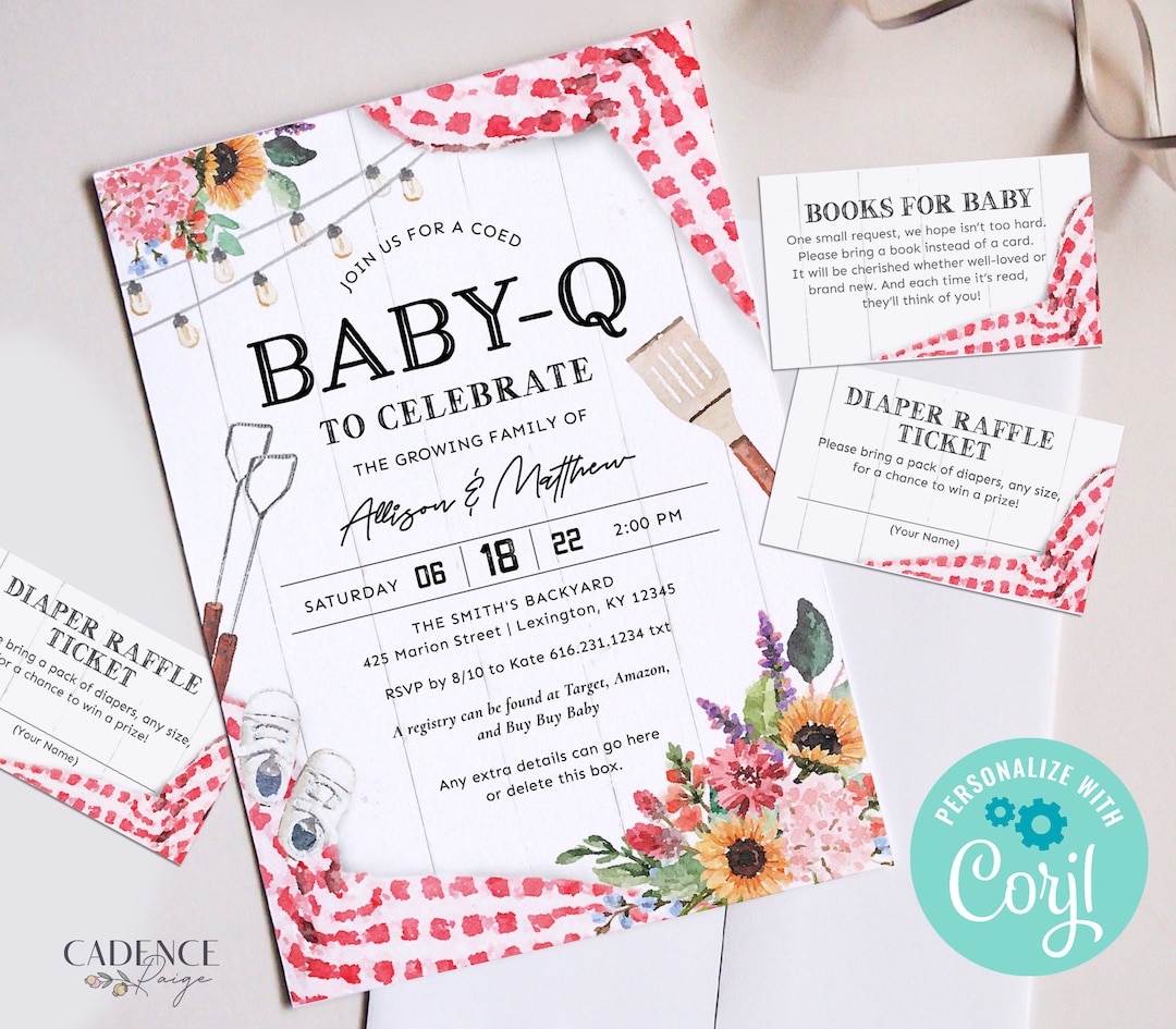 Baby-q Shower Invitation Template, BBQ Baby Shower Invite, Couples Baby ...