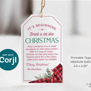 Printable Christmas Potpourri Gift Tags, Simmering Potpourri Tag, Its ...