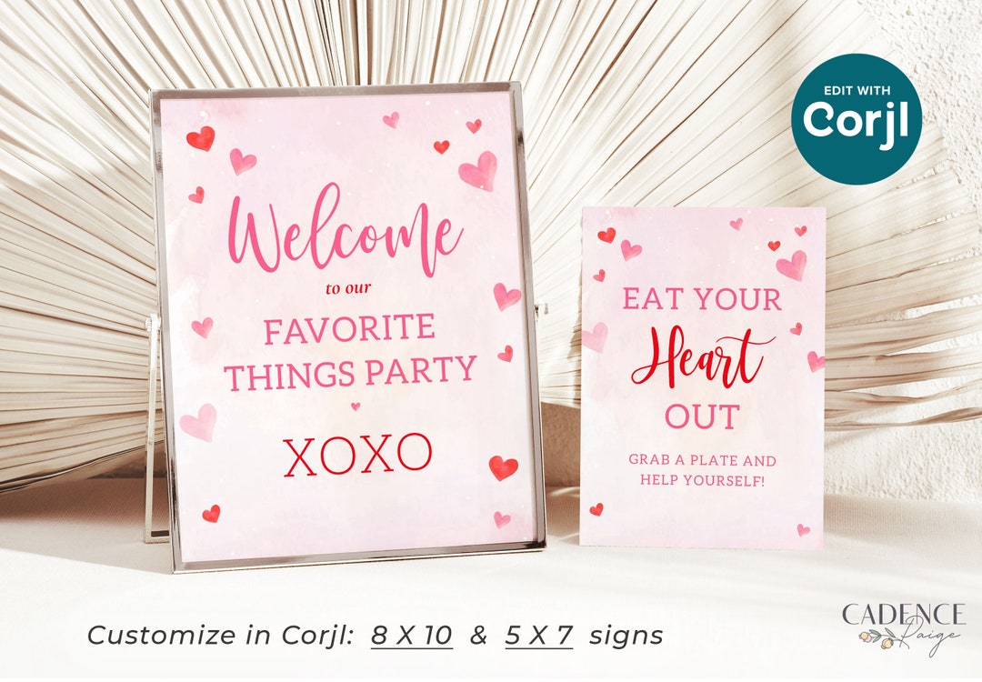 Favorite Things Party Signs, Valentine's Day Party Decor, Valentine's ...