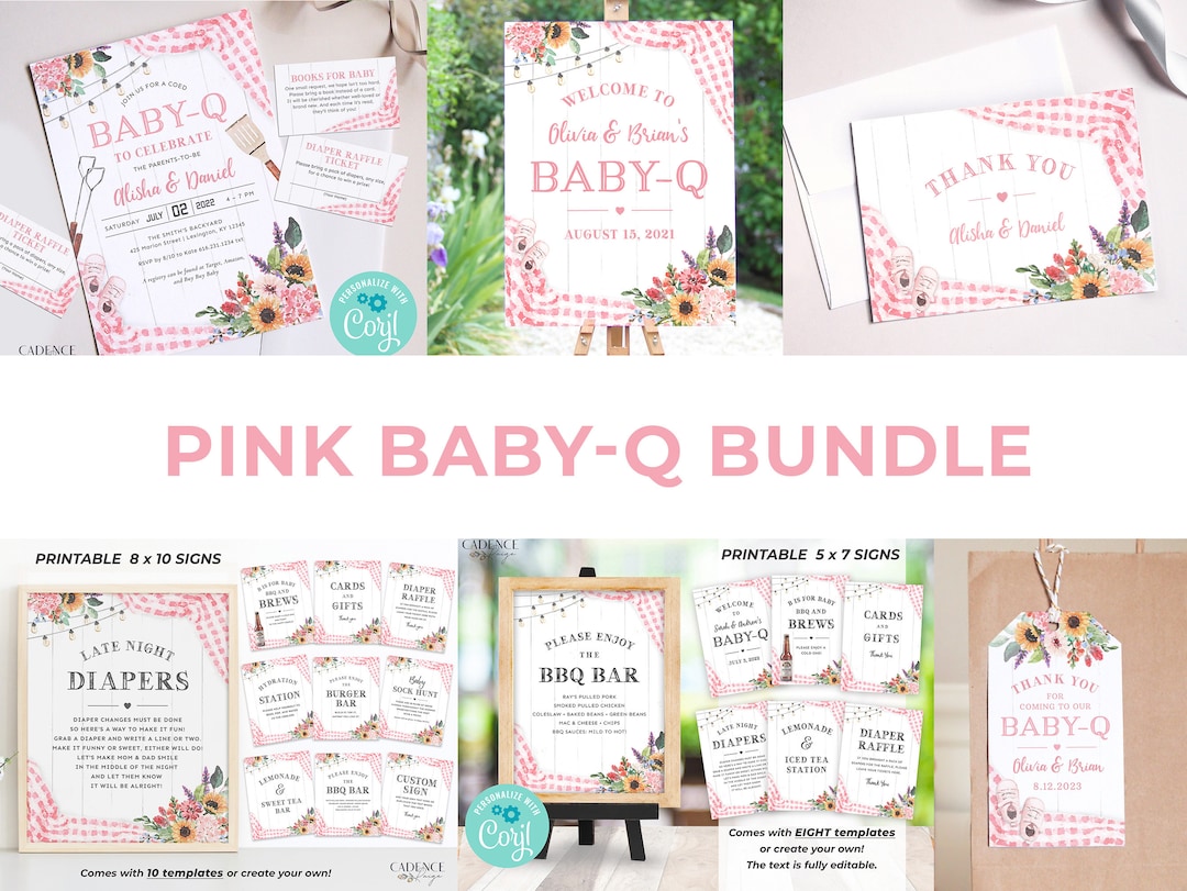 Pink Baby-q Shower Bundle, Pink Babyq Decorations, Girl Babyq Shower ...