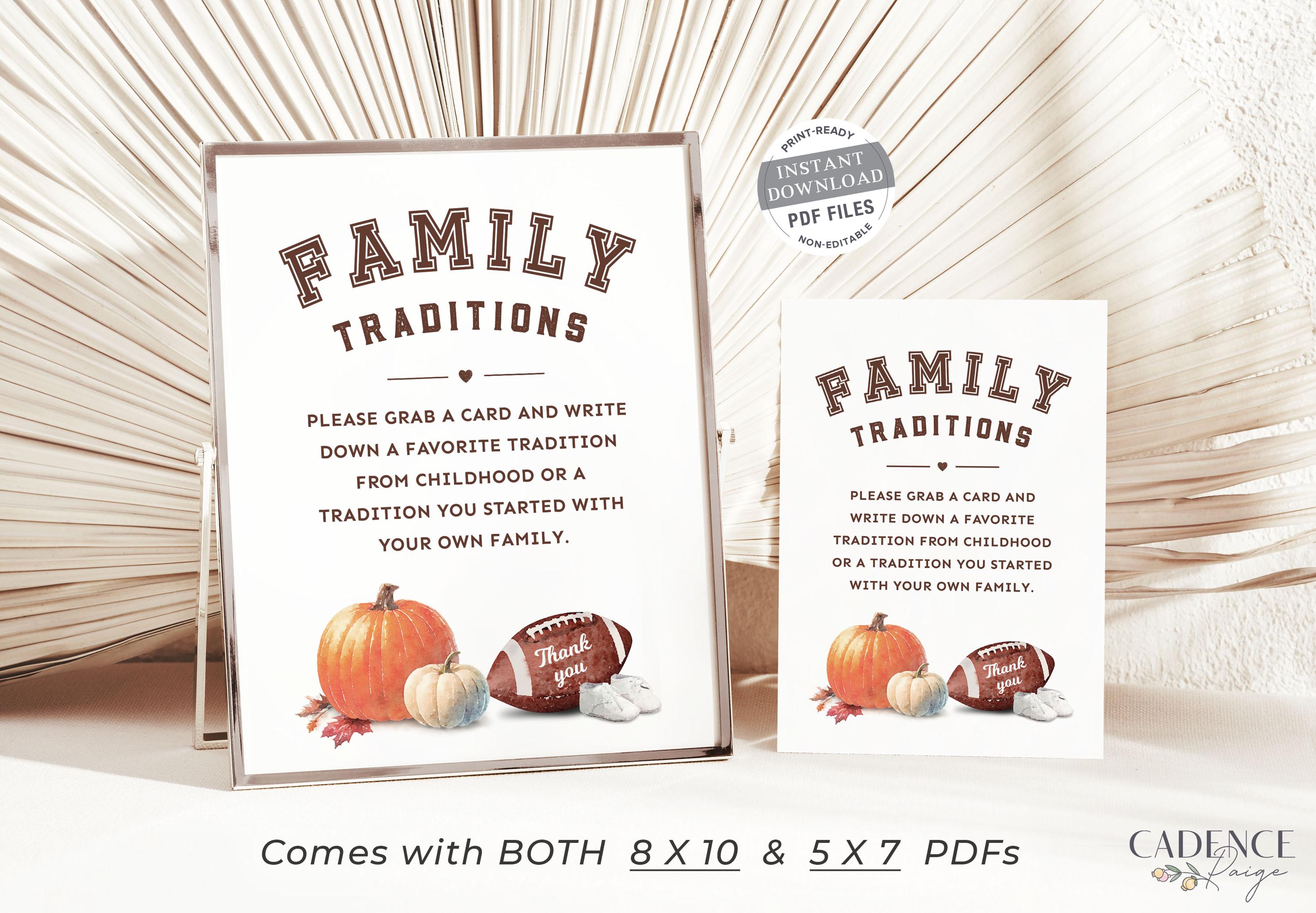 Family Traditions Sign for Fall Baby Shower Tailgate Baby Shower Family ...