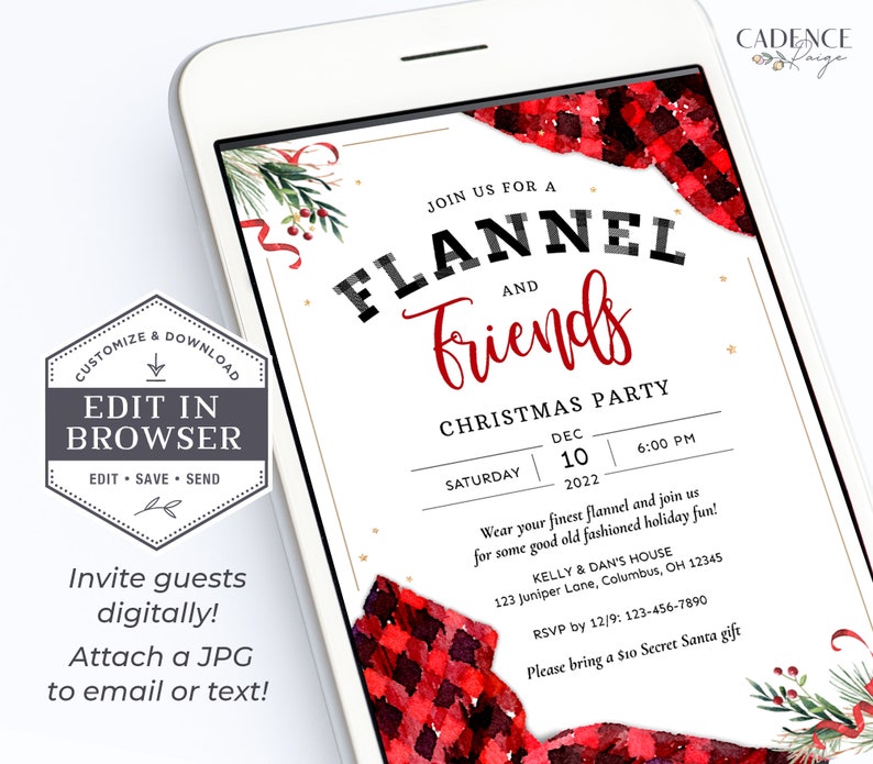 Flannel and Friends Holiday Party Invitation Casual Holiday - Etsy