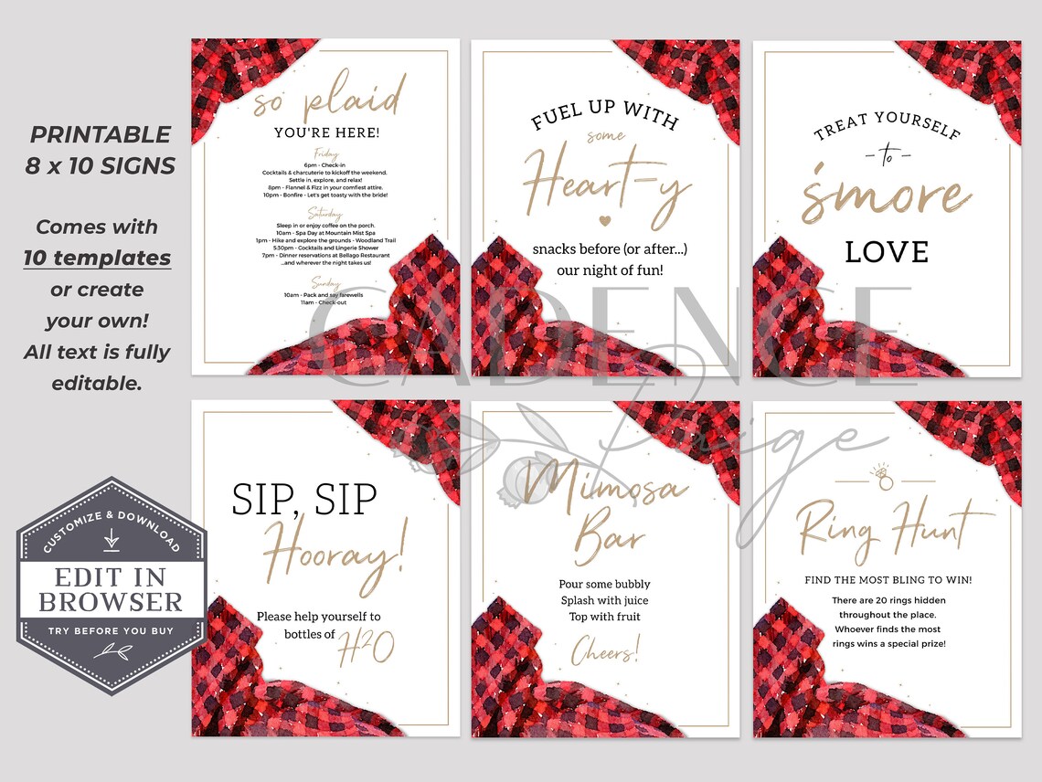 Buffalo Plaid Bachelorette Signs, 8 X 10 Bachelorette Signs, Flannel ...