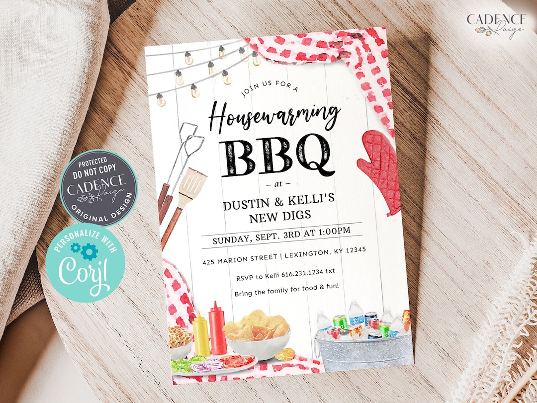 Housewarming BBQ Invitation, Digital Housewarming Backyard BBQ Party ...