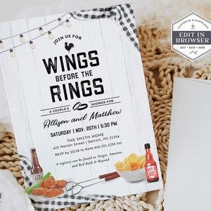 Hot Wings Couples Shower Invitation, Wing Night, Casual Rehearsal ...
