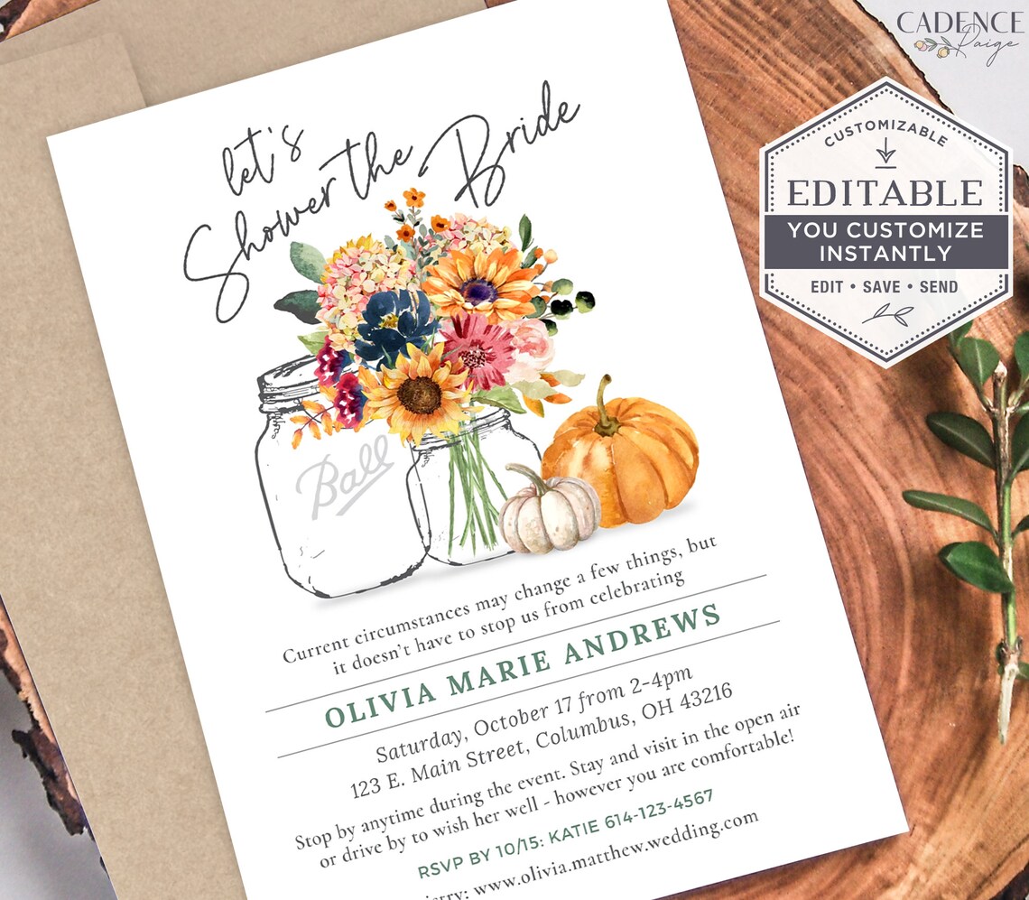 Fall Bridal Shower Invitation Rustic Fall Bridal Shower - Etsy