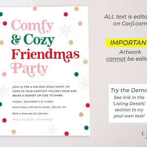 Friendmas Party Invitation, Christmas PJ Party Invitation, Girls Night ...