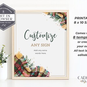 Flannel and Fizz Signs, 8 X 10 Winter Bridal Shower Signs, Flannel ...