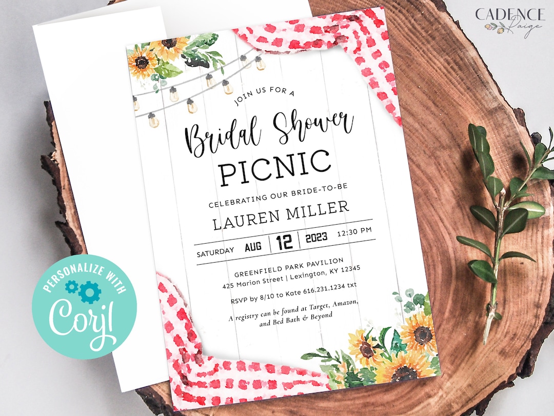 Bridal Shower Picnic Invitation, Picnic Shower Invitation, Picnic ...