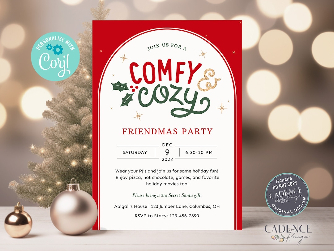 Comfy and Cozy Christmas Party Invitation, Holiday Pajama Party ...