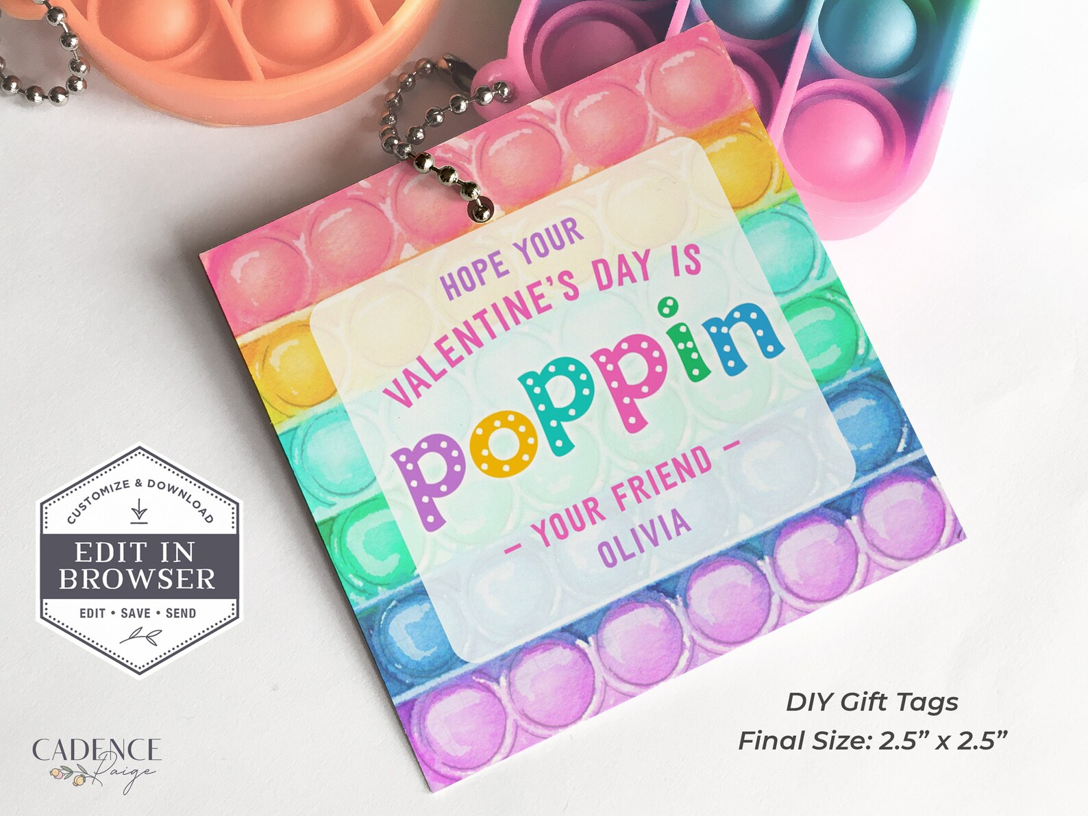 Valentine's Day Pop It Tags Class Valentine Tags - Etsy