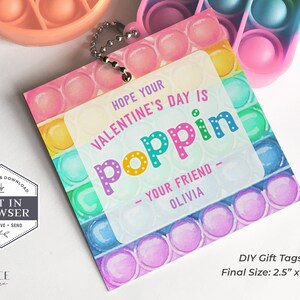 Valentine's Day Pop It Tags, Class Valentine Tags, Printable Pop It Toy ...