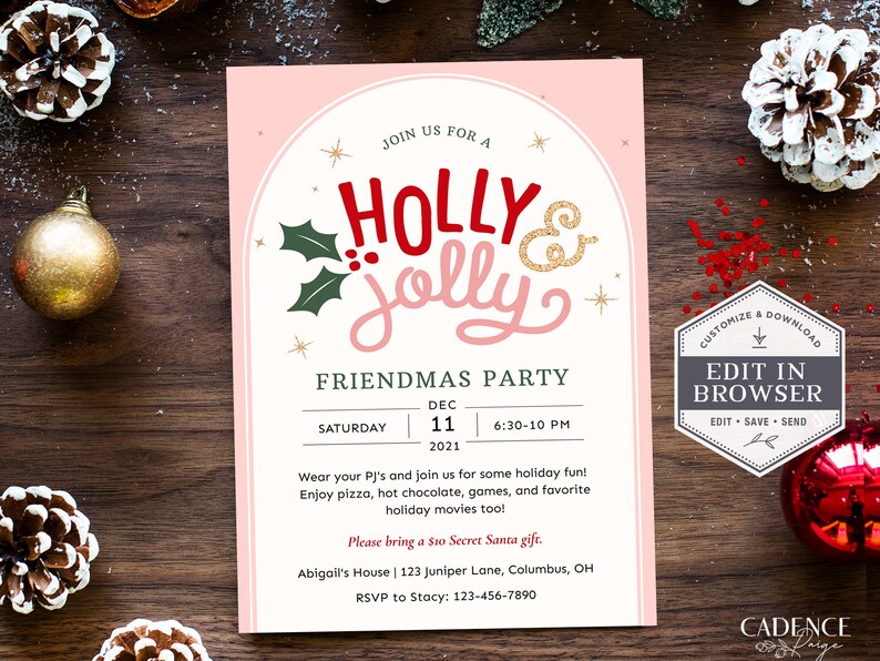 Friendmas Party Invitation Kids Christmas PJ Party - Etsy