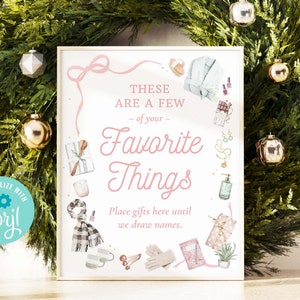 Pink Favorite Things Signs, Favorite Things Party Decor, 8 X 10 Party ...