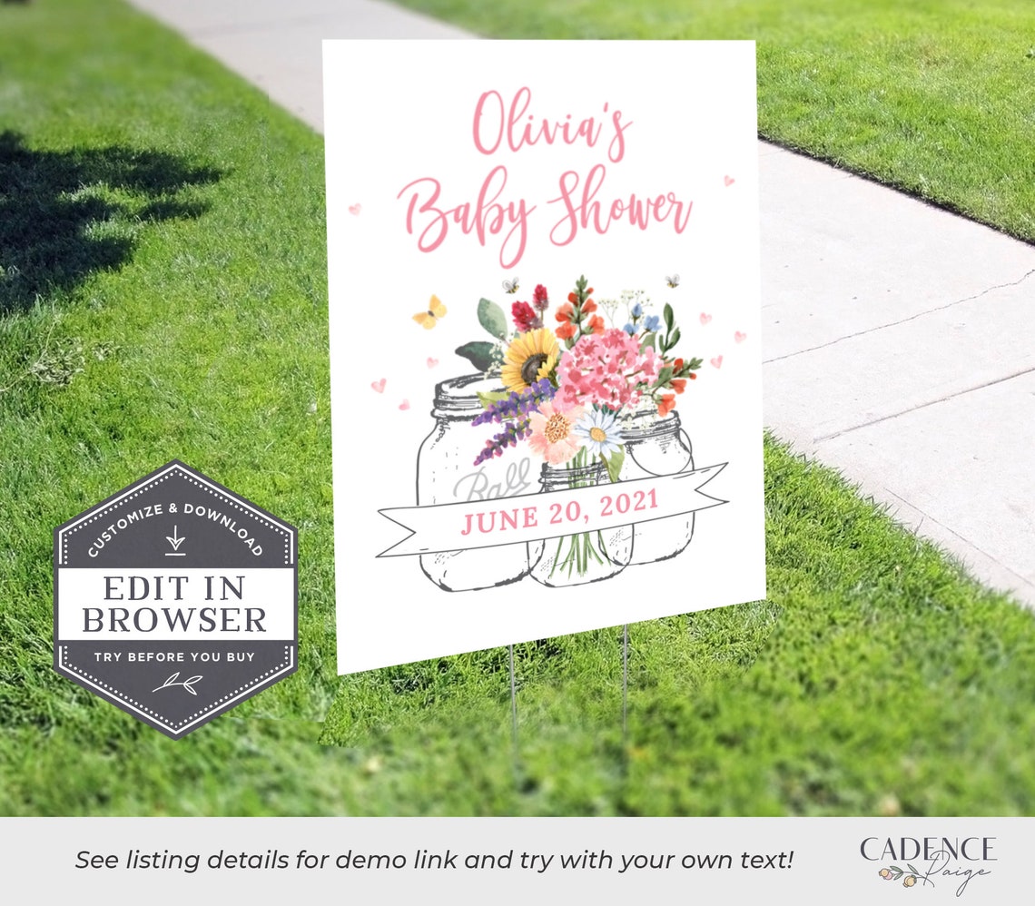 Baby in Bloom Shower Sign, Printable Baby Shower Sign, Large Baby ...