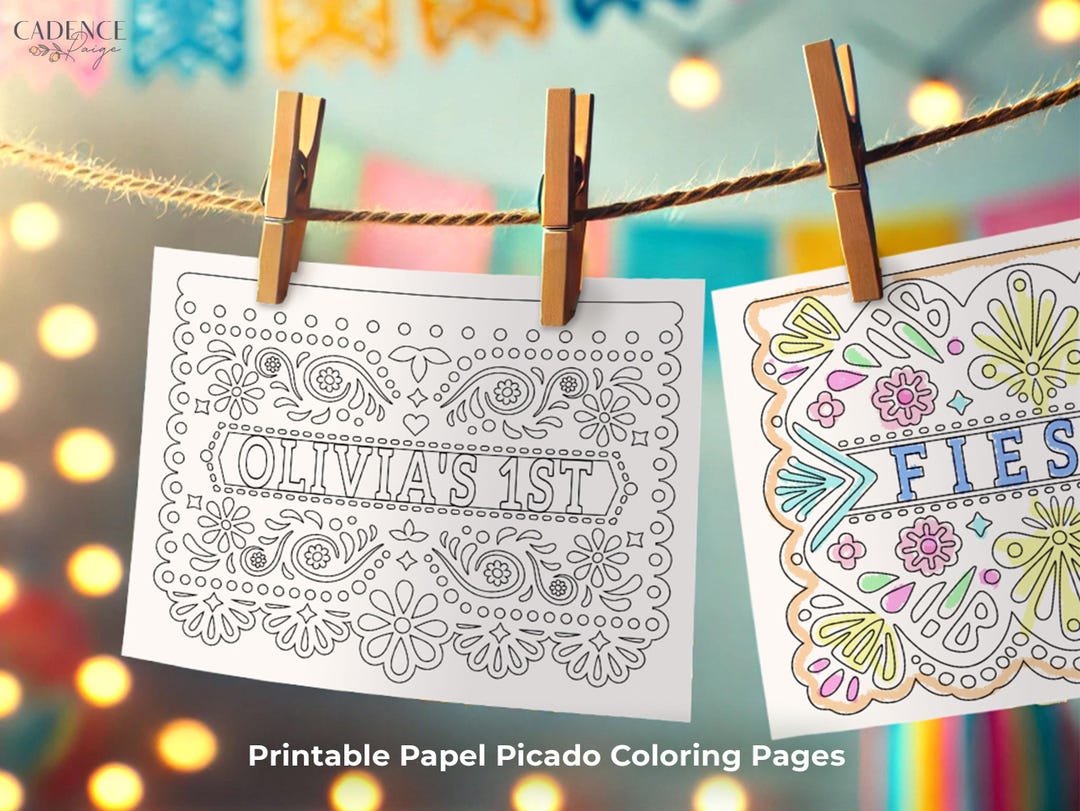 Papel Picado Coloring Pages: Editable Fiesta Activity (digital Download ...