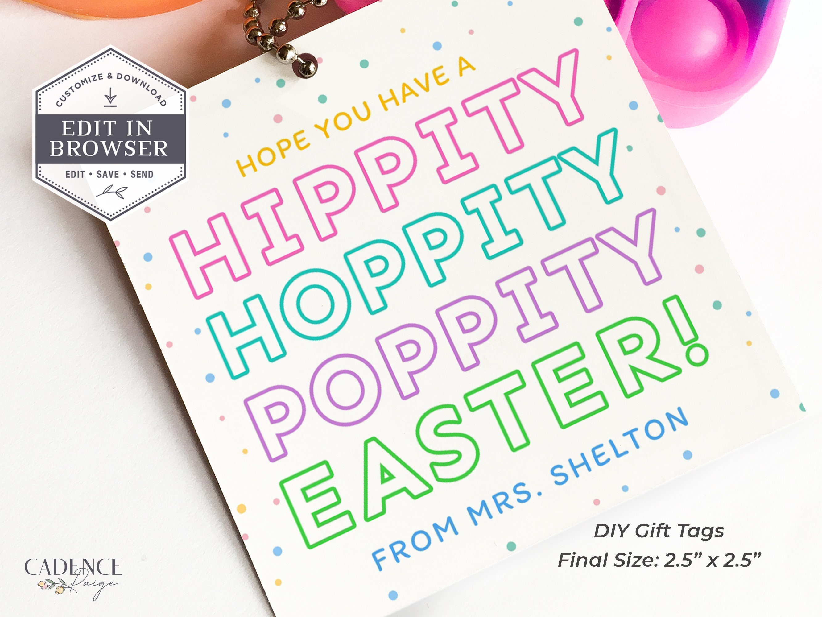 Printable Easter Tags for Kids, Easter Gift Tags for Poppin Fidget Toy ...