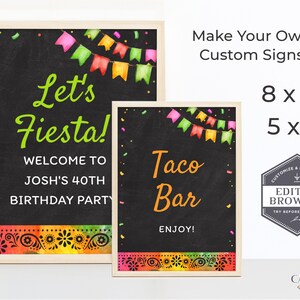 Fiesta Party Signs, Editable Taco Bar Signs, Salsa Bar Sign, Margarita ...
