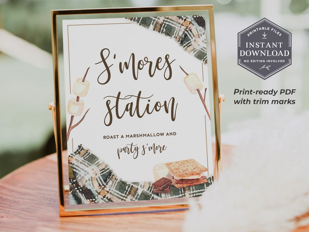 8 X 10 S'mores Station Sign, S'mores Sign, Smores Bar, Printable S ...