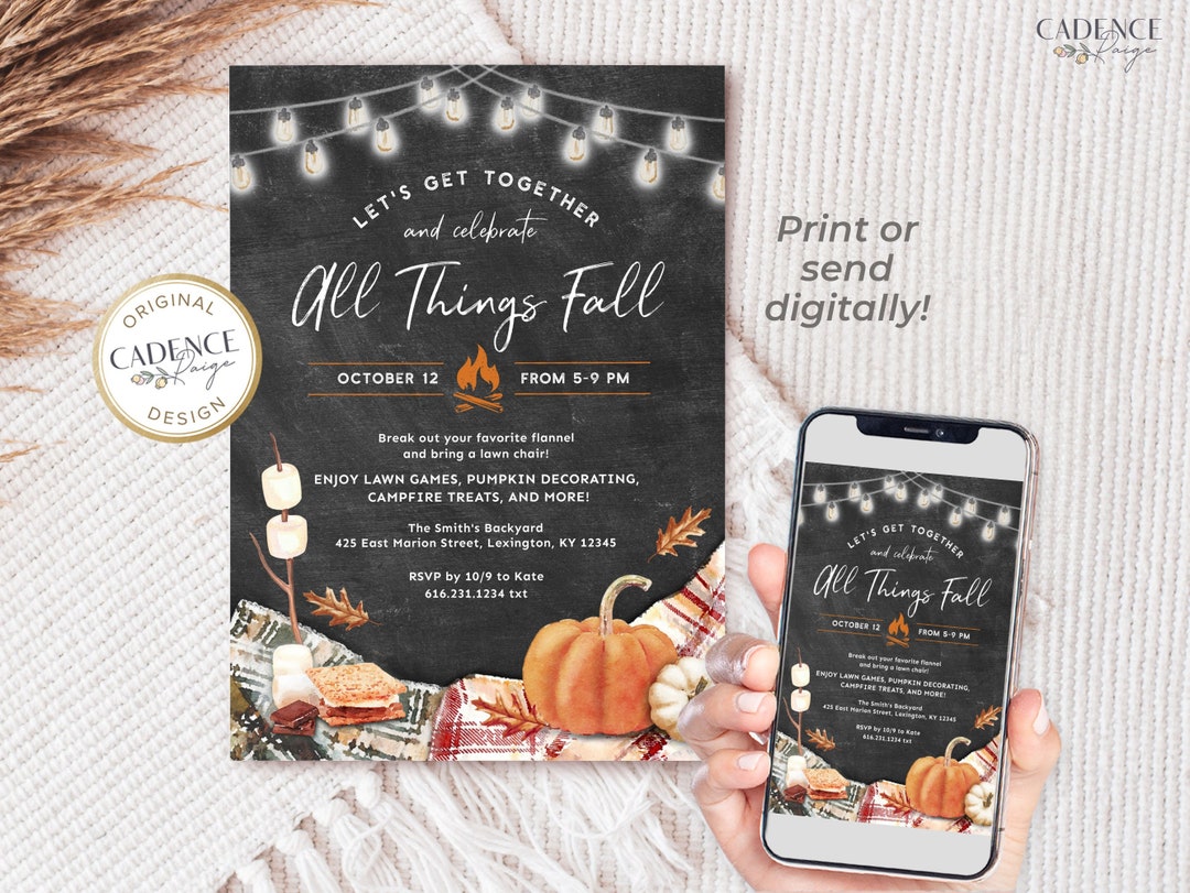 Fall Celebration Party Invitation, Neighborhood Fall Party Invitation ...