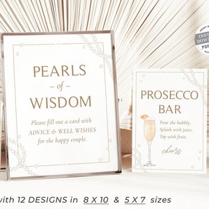 Pearls and Prosecco Bridal Shower Decoration Signs for Bridal Shower ...