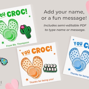 You Croc Student Gift Tag: Printable Teacher Reward (PDF Digital) - Etsy