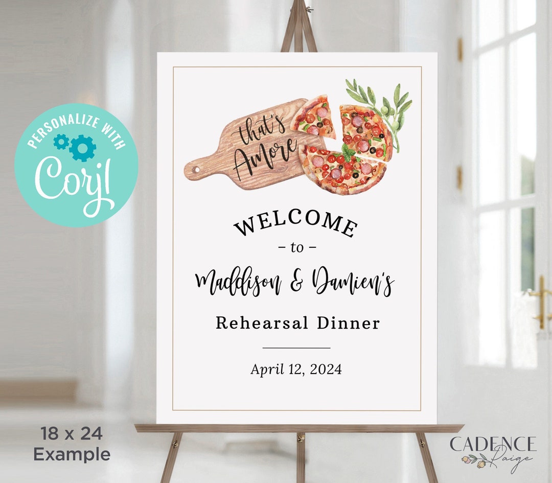 Pizza Welcome Sign, Italian Rehearsal Dinner Welcome Sign, Pizza Shower ...