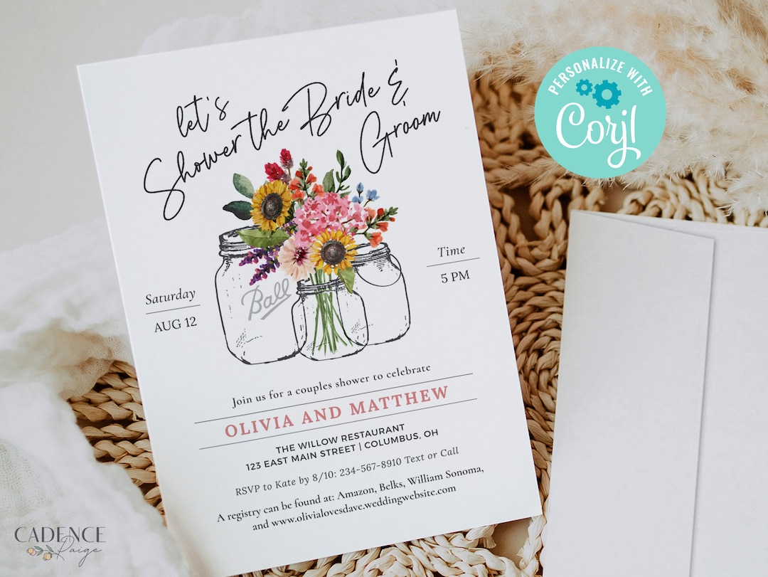 Picnic Couples Shower Invitation, Bride and Groom Wedding Shower Invite ...