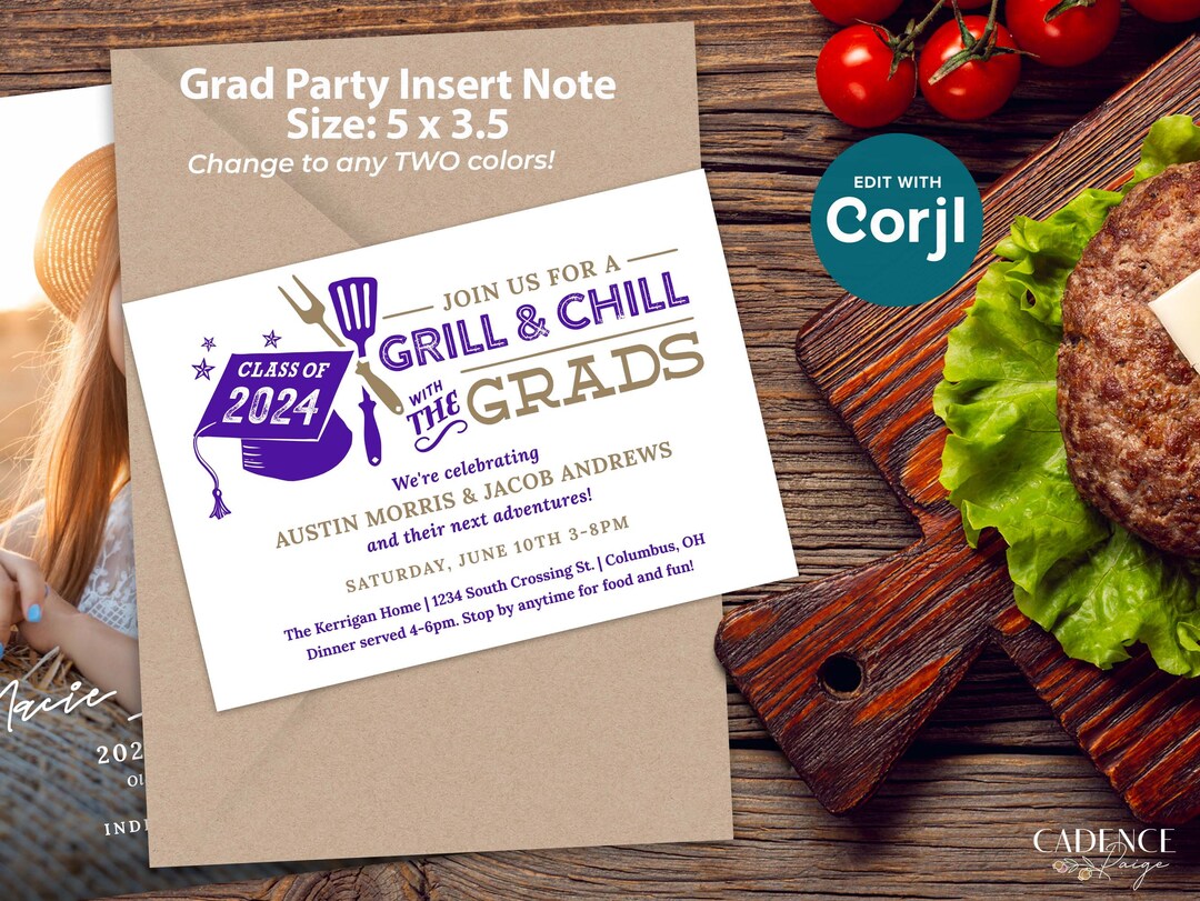 Combined Grad Party Invitation Note for Shared Graduation Party Insert ...