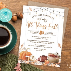 All Things Fall Invitation, Digital Fall Harvest Party Invitation ...