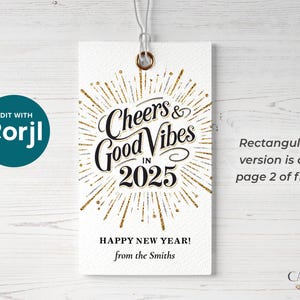 Happy New Year Gift Tag, Printable New Years Tag, Editable New Years ...