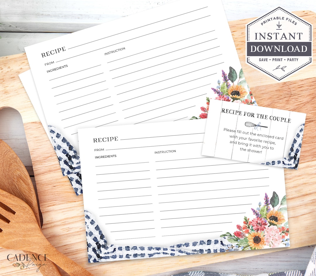 Navy Recipe Cards, I Do BBQ Recipe Cards, Matching Recipe Cards, Summer ...