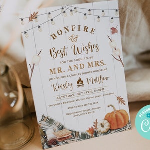 Fall Bonfire Shower Invitation, Fall Coed Shower Invite, Autumn Wedding ...