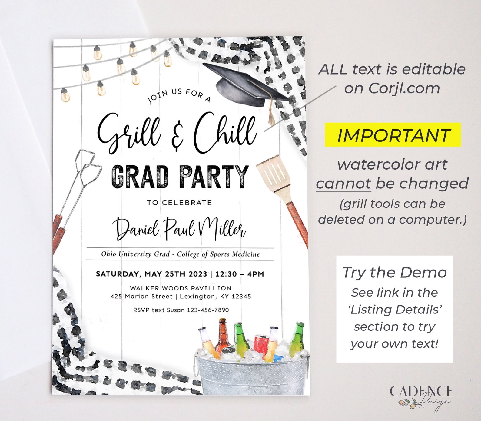 Grill and Chill Grad Party Invitation, BBQ Grad Party Invitation ...