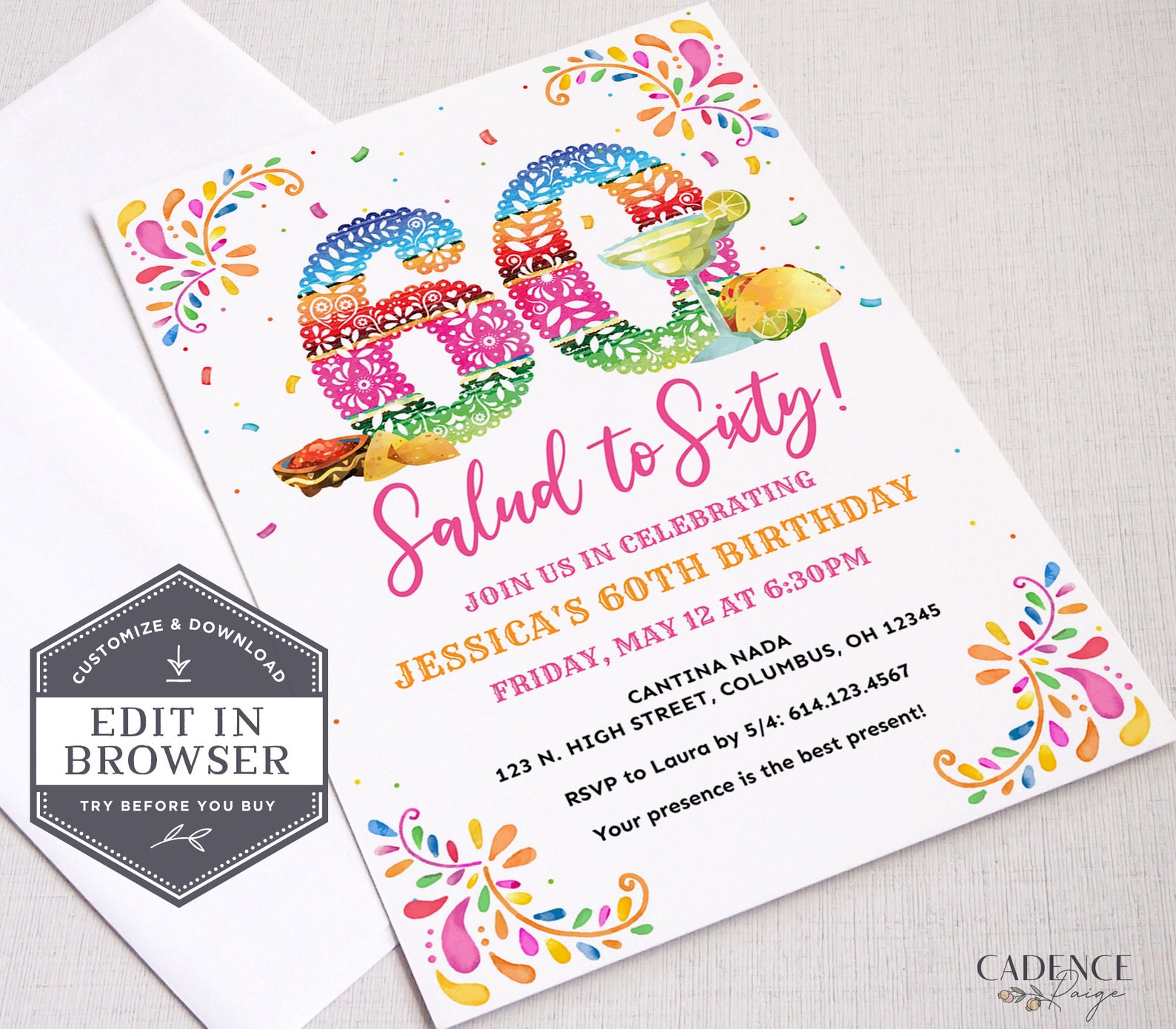 60th Birthday Invitation Fiesta Theme Salud to 60 Invitation - Etsy